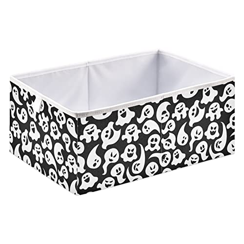 Sletend Halloween Ghost Rectangular Storage Bins Storage Bins Collapsible Storage Baskets Foldable Fabric Storage Box for Nursery, Offices, Home Organization 15.75" x 10.63" x 6.96"