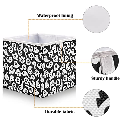 Sletend Halloween Ghost Rectangular Storage Bins Storage Bins Collapsible Storage Baskets Foldable Fabric Storage Box for Nursery, Offices, Home Organization 15.75" x 10.63" x 6.96"