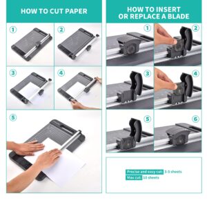 Rotary Paper Trimmer, 3-in-1 Paper Cutter, 12 Inch Cutting Length, with Straight Cut/Perforating Cut/Wavy Cut, Enclosed Blades for Safe Use, Ideal for Paper Craft Projects