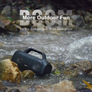 DOSS Extreme Boom Bluetooth Outdoor Speaker with 60W Mighty Sound, Deep Bass, 30H Playtime,10400mAh Power Bank, IPX6 Waterproof Speaker with Portable Strap for Camping, Beach, Garage-Black