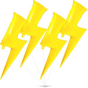 4 pcs 45 inch yellow lightning bolt foil party balloons large flash balloons yellow balloons foil lightning bolt shape balloons for birthday wedding decorations