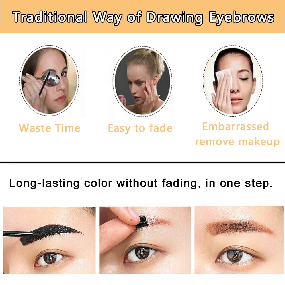 2 PCS Tattoo Peel Off Eyebrow Gel Tint,Tattoo Brow Peel Off Tint Gel,3 Days Long-Lasting Waterproof Brown Tattoo Gel Tint,Easy Application (101 Brown)