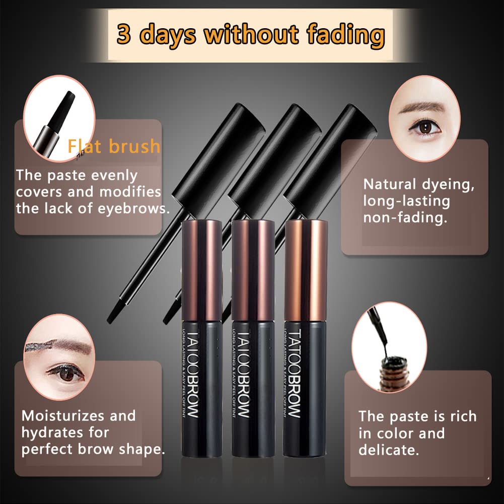 2 PCS Tattoo Peel Off Eyebrow Gel Tint,Tattoo Brow Peel Off Tint Gel,3 Days Long-Lasting Waterproof Brown Tattoo Gel Tint,Easy Application (101 Brown)