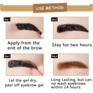 2 PCS Tattoo Peel Off Eyebrow Gel Tint,Tattoo Brow Peel Off Tint Gel,3 Days Long-Lasting Waterproof Brown Tattoo Gel Tint,Easy Application (101 Brown)