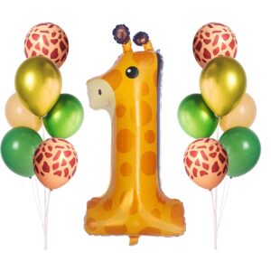 giraffe wild one balloons safari animals ballon 40 inches jungle number 1 balloons for first birthday farm animal 1st balloon party decorations supplies giraffe baby large 1 decor 13pcs