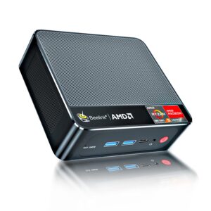 beelink ser5 mini pc,amd ryzen 5 5600h processor,mini computer with 16g ddr4 ram/500gb m.2 nvme 2280 ssd,4k fps/dual hdmi+type-c/wifi 6e(802.11ax)/bt5.2/support auto power on