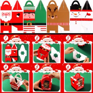 24 Pcs Christmas Cupcake Boxes Christmas Cookie Boxes with Window Insert Handle Christmas Muffin Pastry Holder Boxes Xmas Cupcake Gift Box Bakery Treat Boxes for Christmas Party (Snowman)