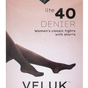 Veluk Sheer Tights For Women Lite 40 Denier With Shorts, Half-Matte Surface, Round Seams, Elastic Belt and Compacted Toe