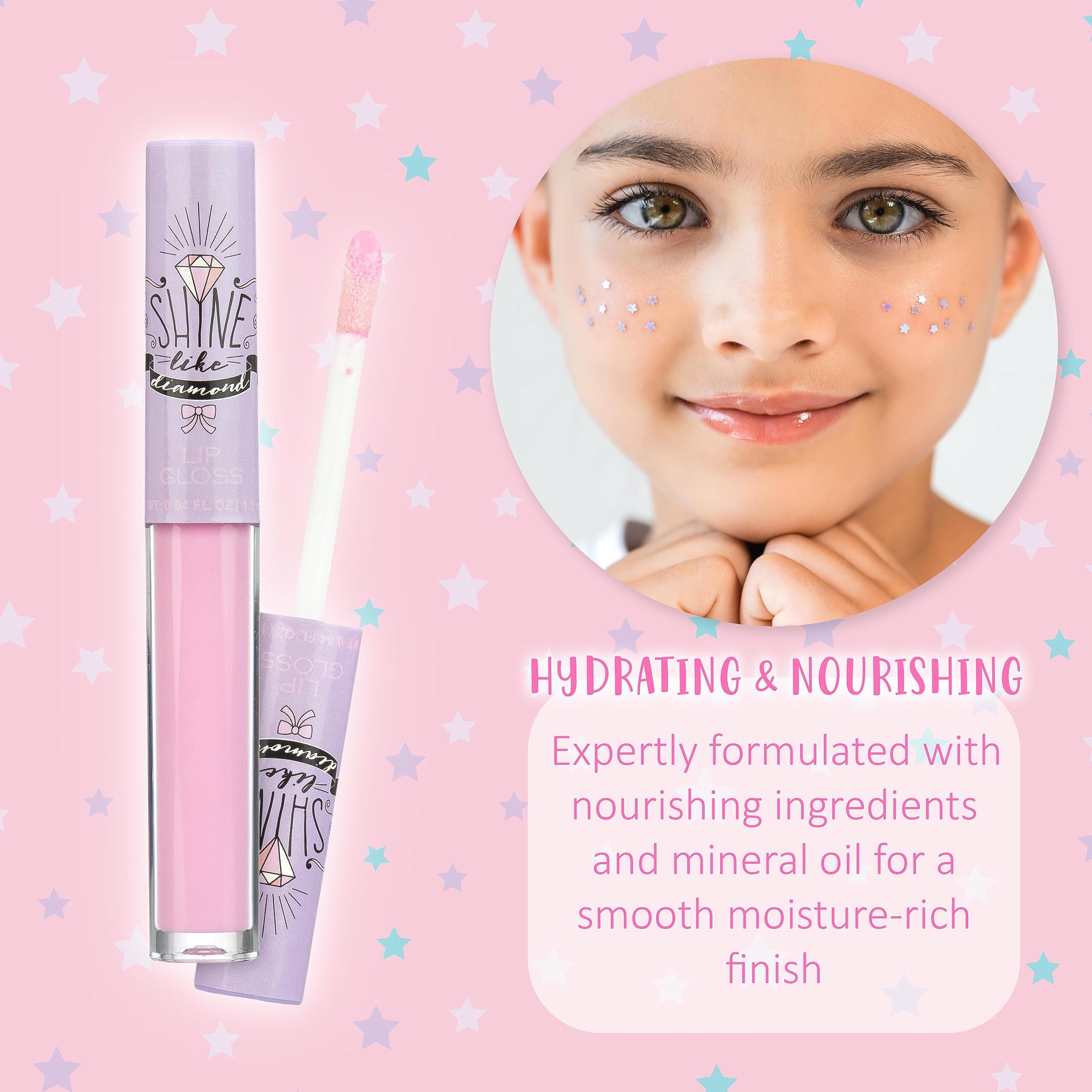 Expressions 14pc Lip Gloss for Girls - Glossy Lip Gloss Tubes | Non Toxic Lip Gloss Set - Unicorn Princess Birthday Party Favors Kids Makeup