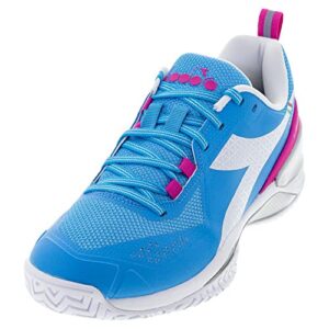 diadora women's blushield torneo all ground tennis shoe (sky blue/white, 8.5)