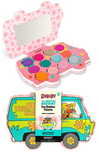 MAD Beauty Scooby-Doo Mystery Machine Eye Shadow Palette | Lid Mirror, Travel Ready, Metallic Shimmers, Pressed Glitter | Cruelty-Free Cosmetics | Great Gift for Women, Adults, and Kids