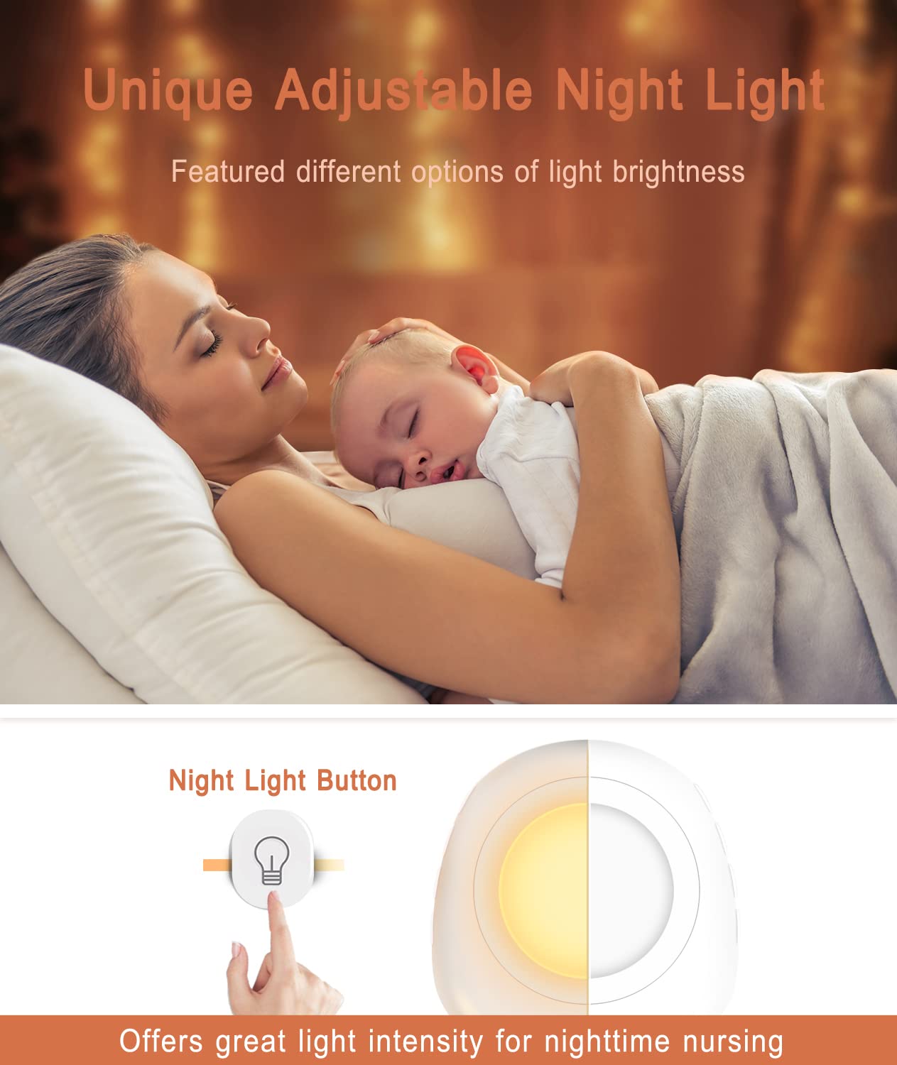 LEAWOD Portable White Noise Sound Machine with Night Light, 17 Soothing Sounds for Sleeping, Rechargeable White Noise Machine for Baby, Adults, Kids