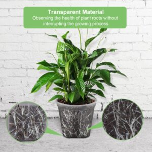 GREENPARA Transparent Plastic Garden Pots Planter with Saucer 4/5 /6/7 /8 inch Plant Pot Nursery Pots Drainage Hole for House Plants, Herb, Flowers, and Cactus with 10pcs Plant Labels, 5-Set