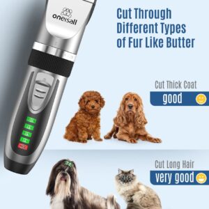 oneisall Dog Clippers and Dog Paw Trimmer Kit 2 in 1 Pet Cat Dog Grooming Kit Quiet Cordless Dog Clippers for Grooming Pet Hair Trimmers for Dogs Cats