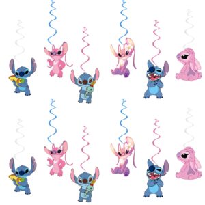 12pcs pink lilo and stitch hanging swirls ceiling streamers decorations, for lilo and stitch birthday party decorations kid supplies