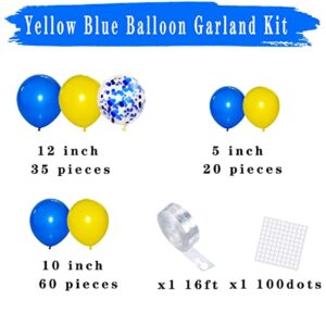 Royal Blue Yellow Balloon Garland Arch Kit - 117PCS Royal Blue and Yellow Balloons birhtday Party Supplies for Birthday Baby Shower Wedding Graduations Retirement Farewell Party Decorations