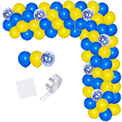 Royal Blue Yellow Balloon Garland Arch Kit - 117PCS Royal Blue and Yellow Balloons birhtday Party Supplies for Birthday Baby Shower Wedding Graduations Retirement Farewell Party Decorations