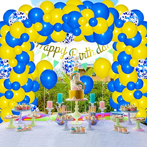 Royal Blue Yellow Balloon Garland Arch Kit - 117PCS Royal Blue and Yellow Balloons birhtday Party Supplies for Birthday Baby Shower Wedding Graduations Retirement Farewell Party Decorations