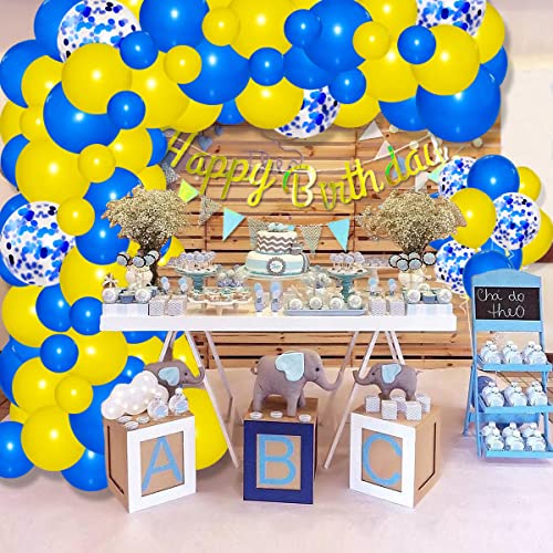 Royal Blue Yellow Balloon Garland Arch Kit - 117PCS Royal Blue and Yellow Balloons birhtday Party Supplies for Birthday Baby Shower Wedding Graduations Retirement Farewell Party Decorations