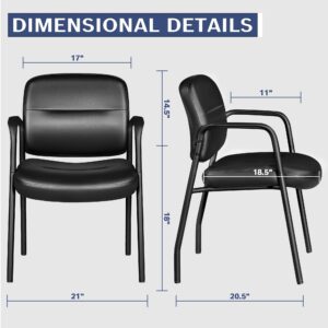 JUMMICO Office Guest Chair Reception Chair for Office Reception Lobby PU Leather Waiting Room Chair with Armrests Executive Office Chair Upholstered Set of 2, Black