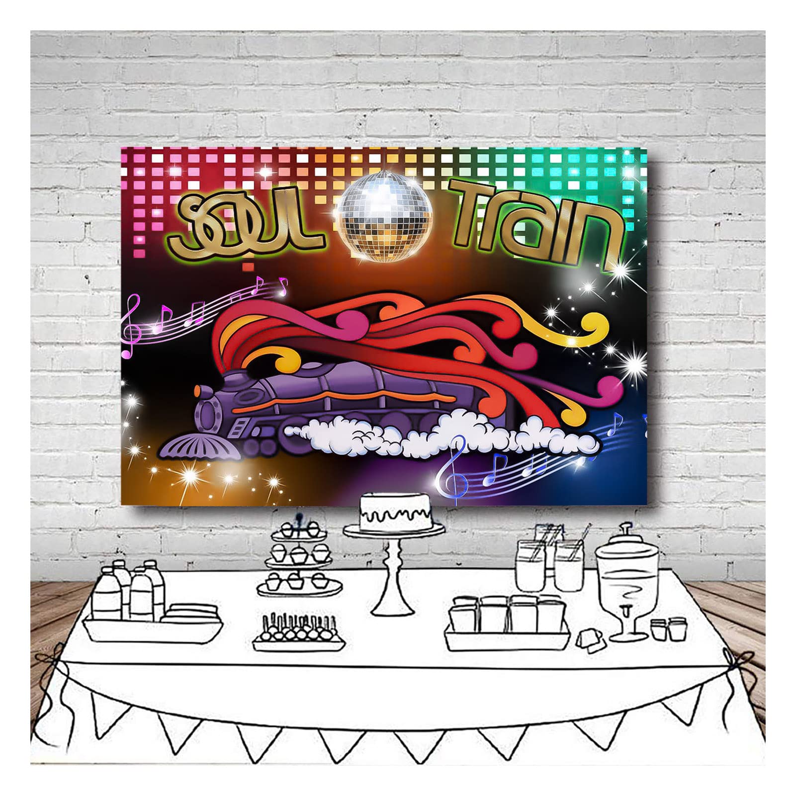 9x6ft 70's and 80's Disco Dancing Prom Party Decor Photo Background 70's Theme Photography Backdrop Neon Glow Photo Background Studio Props Banner