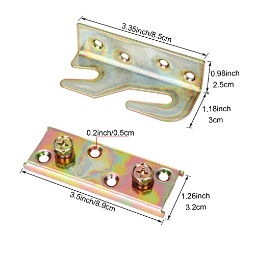 8 Sets Bed Rail Brackets Heavy Duty Bed Frame Hardware No-Mortise Bed Rail Fittings Wooden Bed Frame Connectors for Headboards, Footboards (Screws Included)