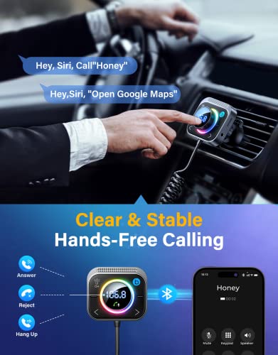 Bluetooth 5.3 FM/AUX Bluetooth Car Adapter, JOYROOM【Air Vent Installation & Bass Boost】 3 Ports PD&QC 3.0 FM Transmitter for Car, Radio Bluetooth Receiver for Car HD Calling and Enjoy Music