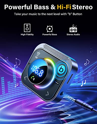 Bluetooth 5.3 FM/AUX Bluetooth Car Adapter, JOYROOM【Air Vent Installation & Bass Boost】 3 Ports PD&QC 3.0 FM Transmitter for Car, Radio Bluetooth Receiver for Car HD Calling and Enjoy Music