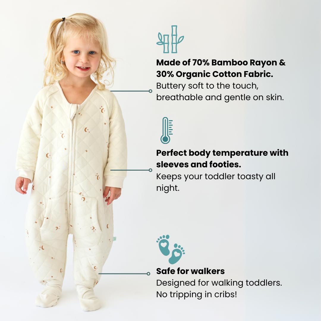 Tealbee DREAMSIE Toddler Wearable Blanket with Sleeves | Baby Sleep Bag Sack with Feet and Sleeves for Walkers and Walking Baby. TOG 1.2 Toddler Sleep Suit to Keep Warm (12M-2T)