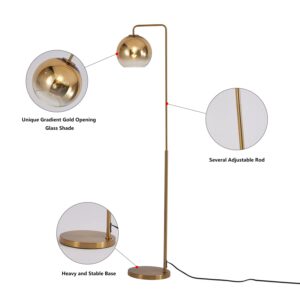 KCO Lighting Contemporary Gradient Gold Floor Lamp Glass Globe LED Standing Light Mid Century Tall Pole Standing Accent Lighting for Office Living Room Bedroom (9.8”-Large)