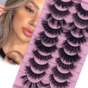 false eyelashes fluffy eyelash cat-eyes long faux mink lashes 8d curly natural fake eyelashes 10 pairs (10 pair-28（10 styles）)