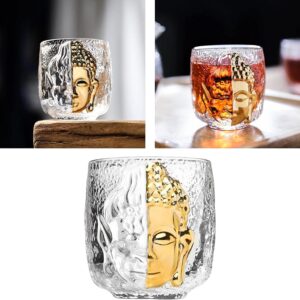 LNGODEHO Buddha and Devil Pattern Wine Glass Champagne Cup Coffee Mug Kungfu Tea Cup for Personalized Crystal Drinking Cup for Wine Vodka (Outline in Gold)