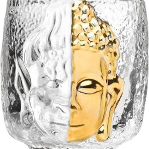 LNGODEHO Buddha and Devil Pattern Wine Glass Champagne Cup Coffee Mug Kungfu Tea Cup for Personalized Crystal Drinking Cup for Wine Vodka (Outline in Gold)