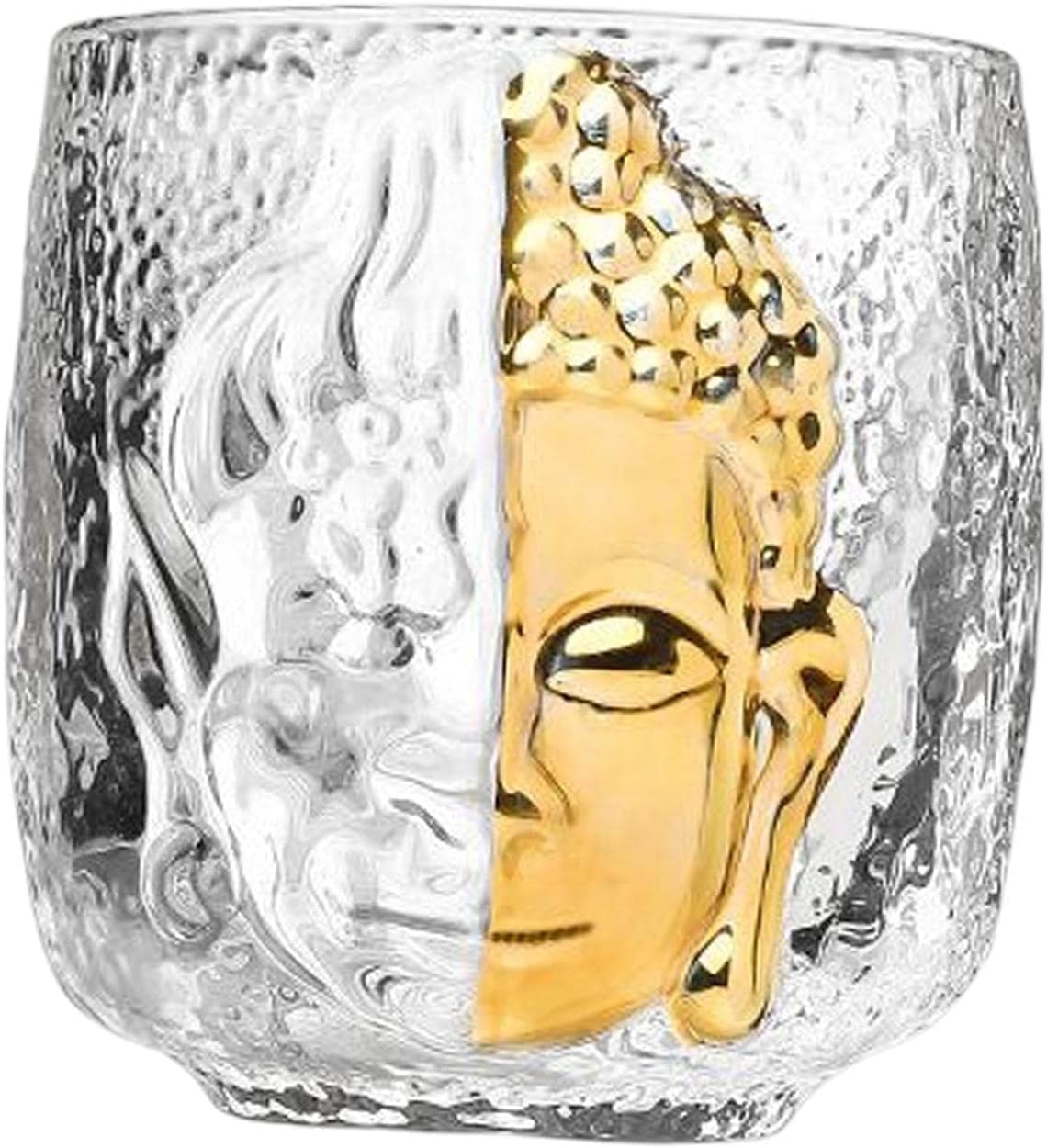 LNGODEHO Buddha and Devil Pattern Wine Glass Champagne Cup Coffee Mug Kungfu Tea Cup for Personalized Crystal Drinking Cup for Wine Vodka (Outline in Gold)