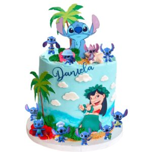 10Pcs Lilo and Stitch Cake Toppers Children's Birthday Party Cake for Lilo and Stitch Birthday Party Supplies