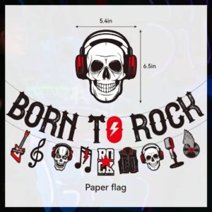 LARRAZABAL 25PCS Rock and Roll Party Decorations Include Born to Rock Glitter Banner, Rock and Roll Hanging Swirls and Honeycomb Centerpieces for Birthday Baby Shower Party Supplies