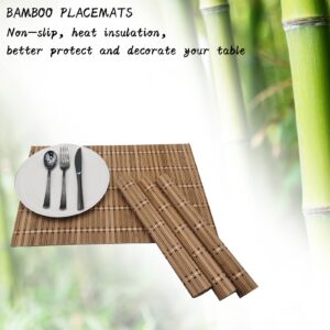 ANDSTAR Set of 4 Bamboo Slats Placemat Modern Table Bamboo Placemats Natural Anti-Slip Bamboo Placemats Washable Heat-Resistant Table Mats for Kitchen Dinning Room Table Decor(Green)