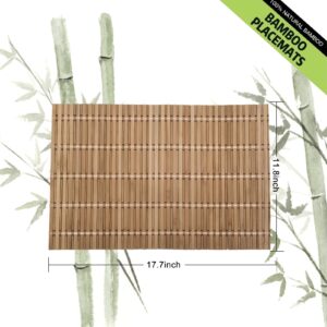 ANDSTAR Set of 4 Bamboo Slats Placemat Modern Table Bamboo Placemats Natural Anti-Slip Bamboo Placemats Washable Heat-Resistant Table Mats for Kitchen Dinning Room Table Decor(Green)