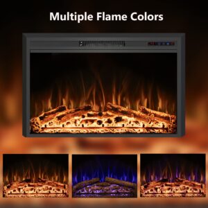 Rodalflame 35.6" Wide Electric Fireplace Inserts with Adjustable Flame Colors, Fireplace Heater with Touch Screen & Remote Control, Recessed in Wall, 750/1500W, Timer