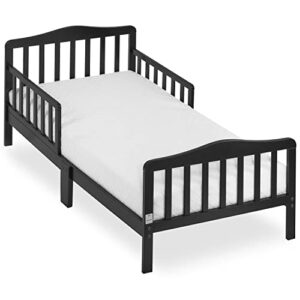 Dream On Me Classic Design Toddler Bed in Black, Greenguard Gold Certified and Baby Fairy 5” Foam Crib & Toddler Bed Mattress in a Box, White I Greenguard Gold Certified I JPMA Certified