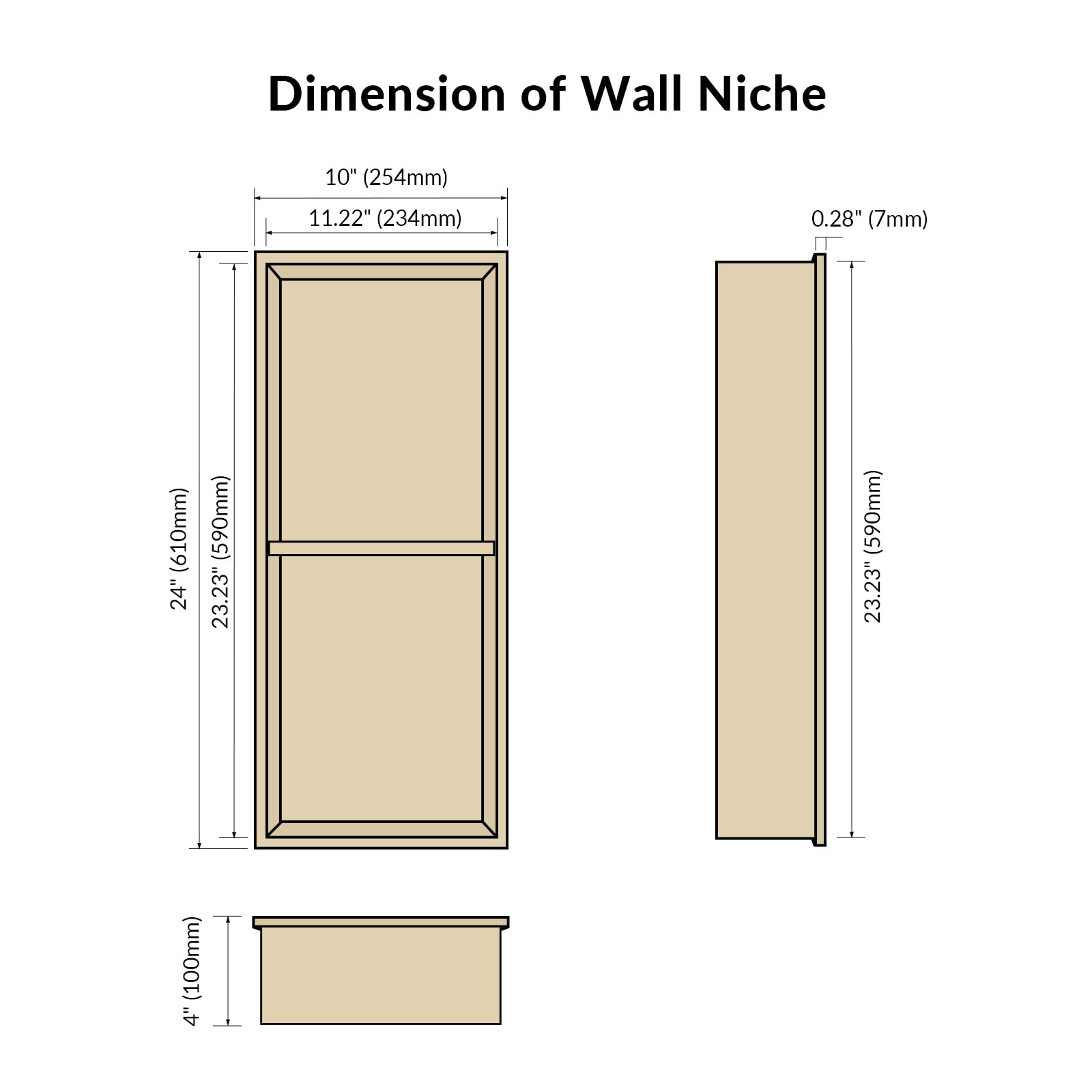 Merranox Shower Niche,Stainless Steel Shower Niche,Recessed Niche Shower for Bathroom Storage,no tiling Required, 24" X 12" X 4",Champagne Gold