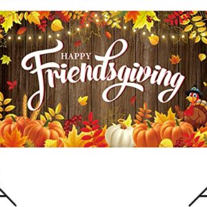 Nepnuser Happy Friendsgiving Photo Booth Backdrop Pumpkin Harvest for Fall Thanksgiving Friends Party Wall Decor (5.9×3.6ft)