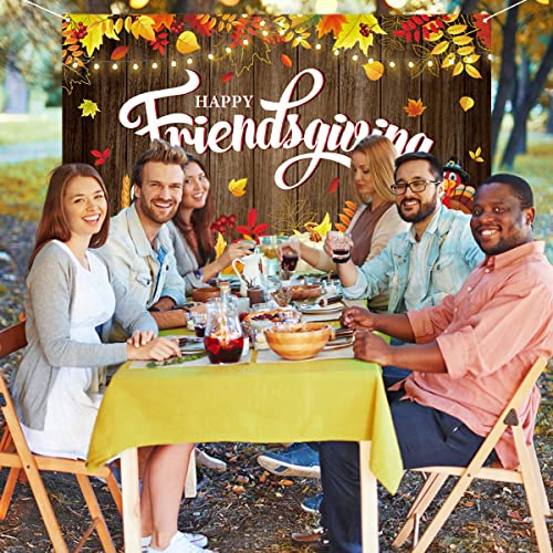 Nepnuser Happy Friendsgiving Photo Booth Backdrop Pumpkin Harvest for Fall Thanksgiving Friends Party Wall Decor (5.9×3.6ft)