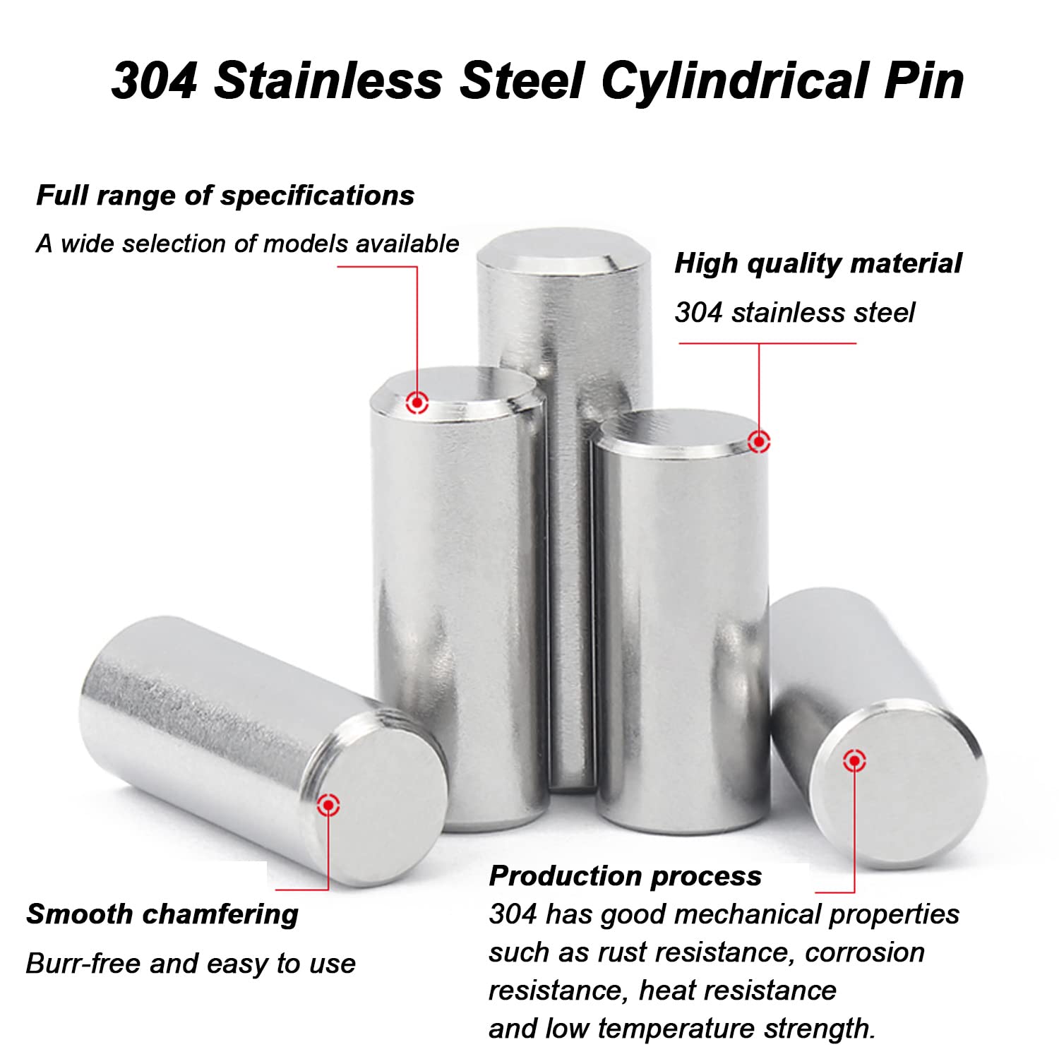 Othim 3.5Mm Dowel Pins, 304 Stainless Steel Dowel Rods Shelf Support Pin Metal Fasten Elements Used on Precise Location, 50 Pcs,Length 16mm