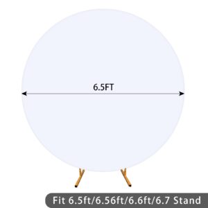 6.5ft White Round Backdrop Cover Suitable for 6.5ft 6.56ft 6.6ft Circle Stand, Pure White Spandex Wrinkle Free Birthday Party Wedding Photography Circle Backdrop Cover Arch Background