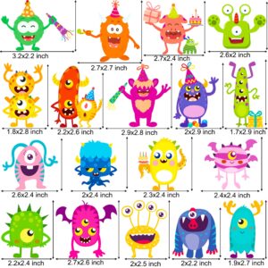 36Pcs Little Monster Party Cupcake Toppers Monster Bash Party Decorations for Little Monster Baby Shower Supplies Kids Birthday Party Decoration