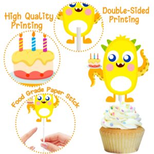 36Pcs Little Monster Party Cupcake Toppers Monster Bash Party Decorations for Little Monster Baby Shower Supplies Kids Birthday Party Decoration