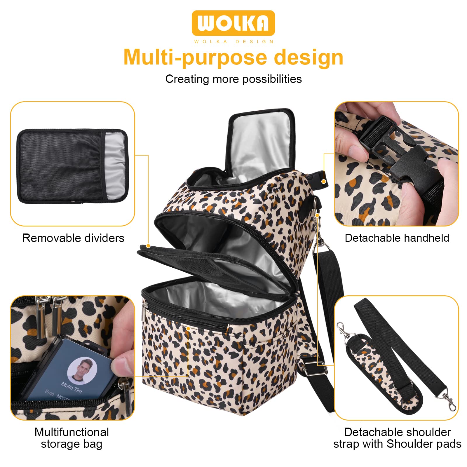 Breastmilk Cooler Bag - Cooler Bag for Nursing Moms Multi-Function, Insulated Baby Bottle Cooler Tote Bag with Double Compartments - Fits 6 Baby Bottles Up to 9 Ounce - Beige Leopard