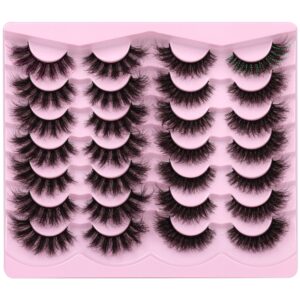 newcally false eyelashes fluffy wispy faux mink lashes 8d volume long cat eye lashes dramatic 18mm 2 styles mixed fake lashes 14 pairs pack