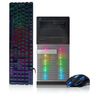 dell rgb gaming desktop pc, intel quad i5 up to 3.6ghz, 16gb ram, geforce gtx 1050 ti 4g gddr5, 512g ssd, dvd, wifi & bluetooth, rgb keyboard & mouse, win 10 pro (renewed)